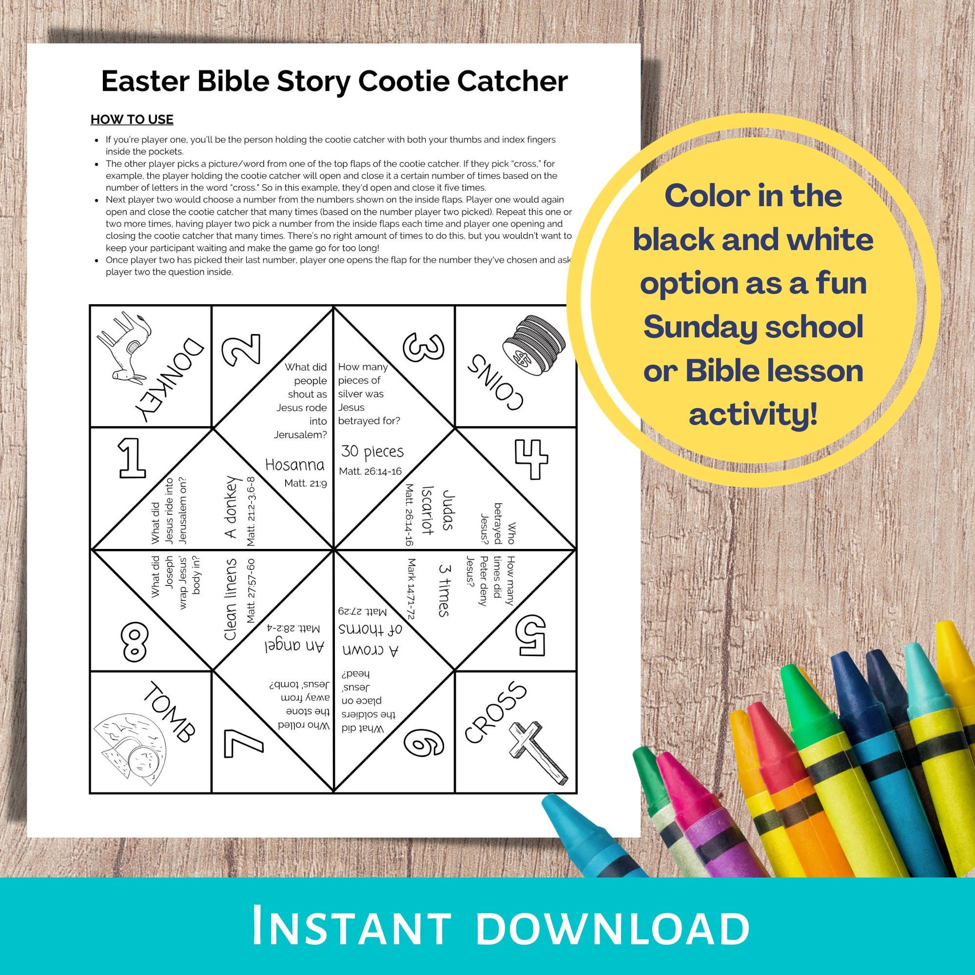 Easter Bible Story Cootie Catcher, Easter Bible Game, Easter Printable ...