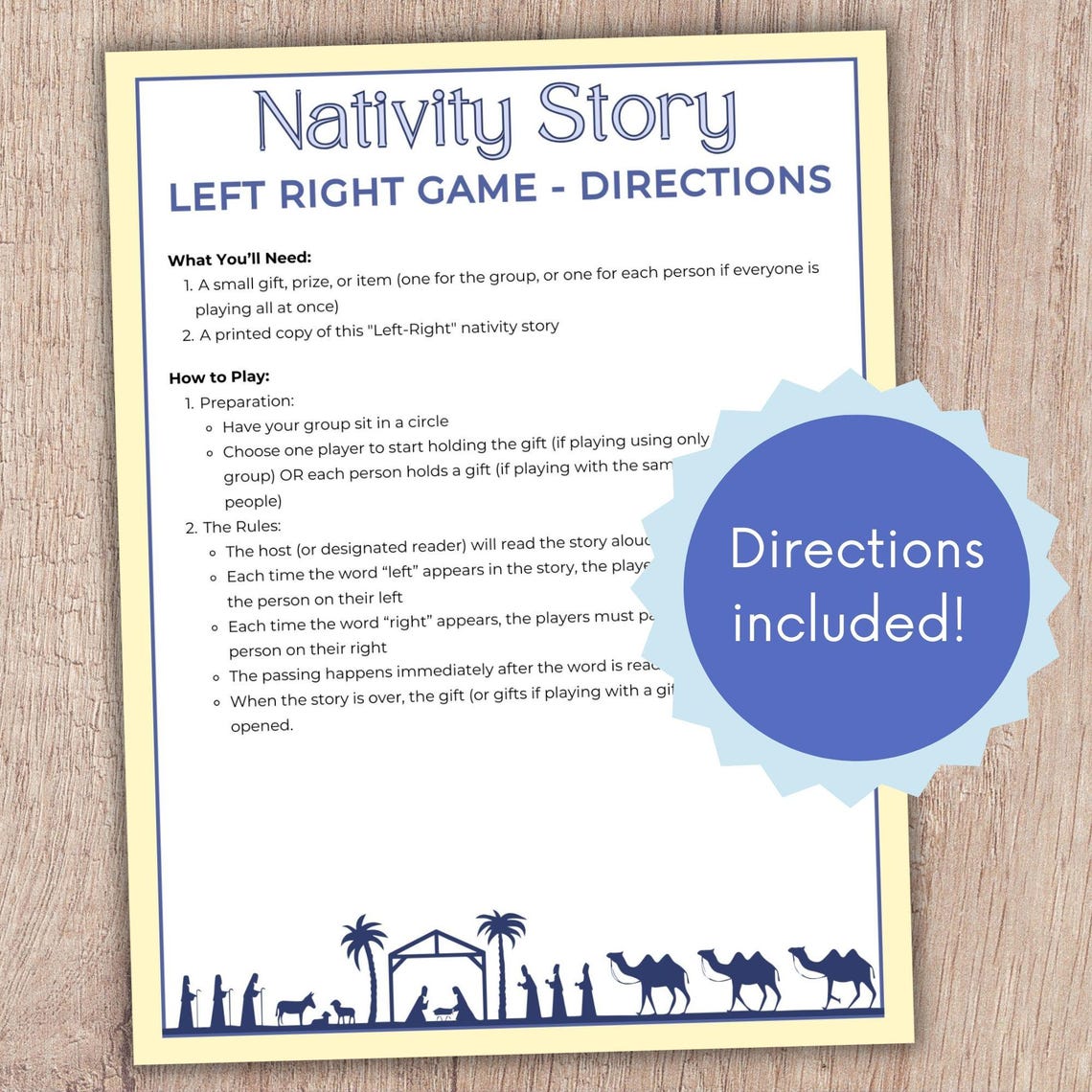 Nativity Left Right Game, Pass the Gift Game, Church Christmas Party ...