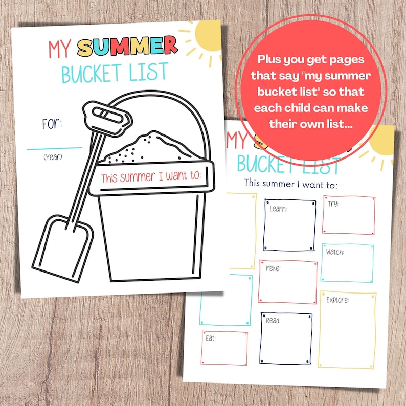 Summer Bucket List Printable, Kids Summer Activity, Summer Bucket List ...