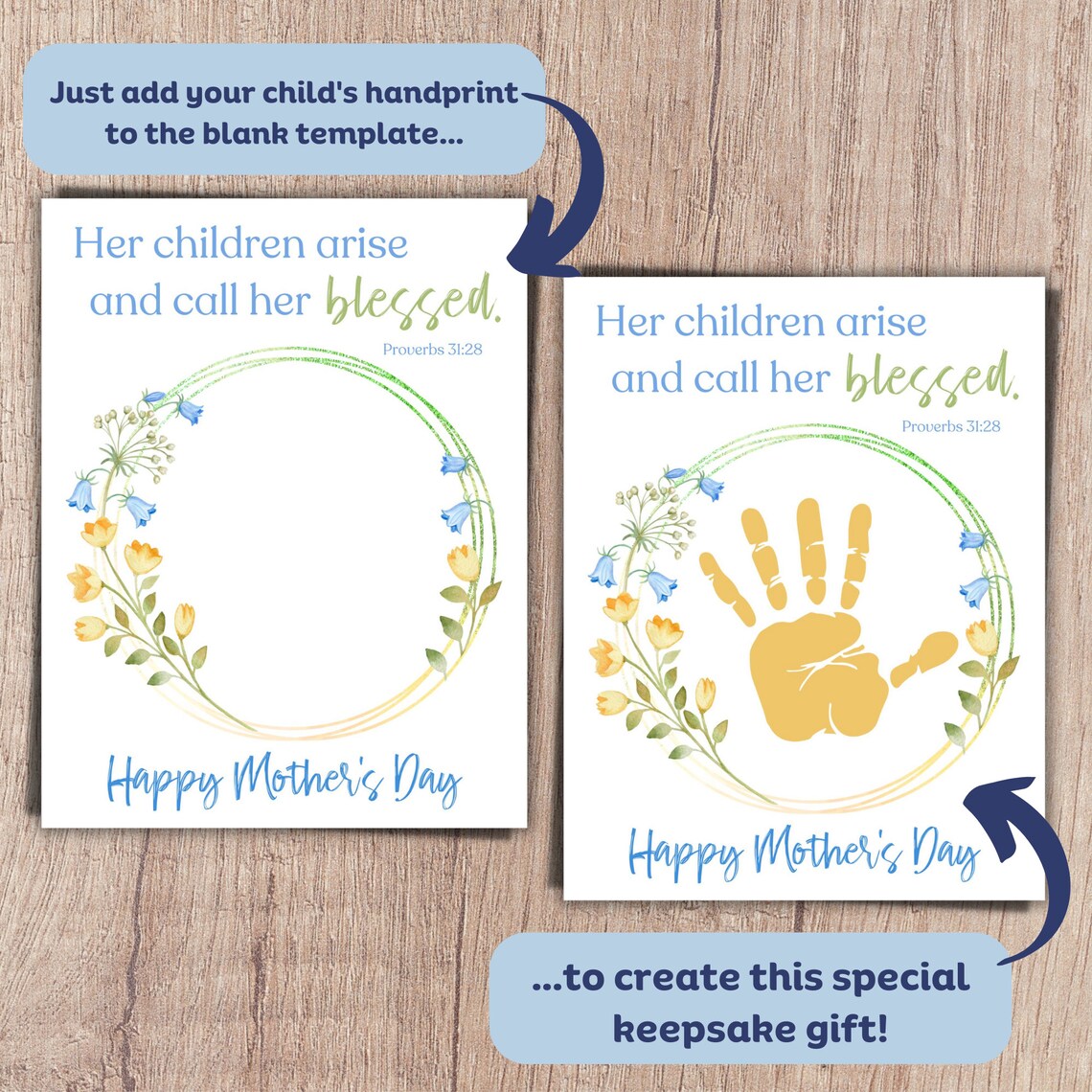 Mothers Day Handprint Printable, Proverbs 31, Bible Verse Craft, Mom ...