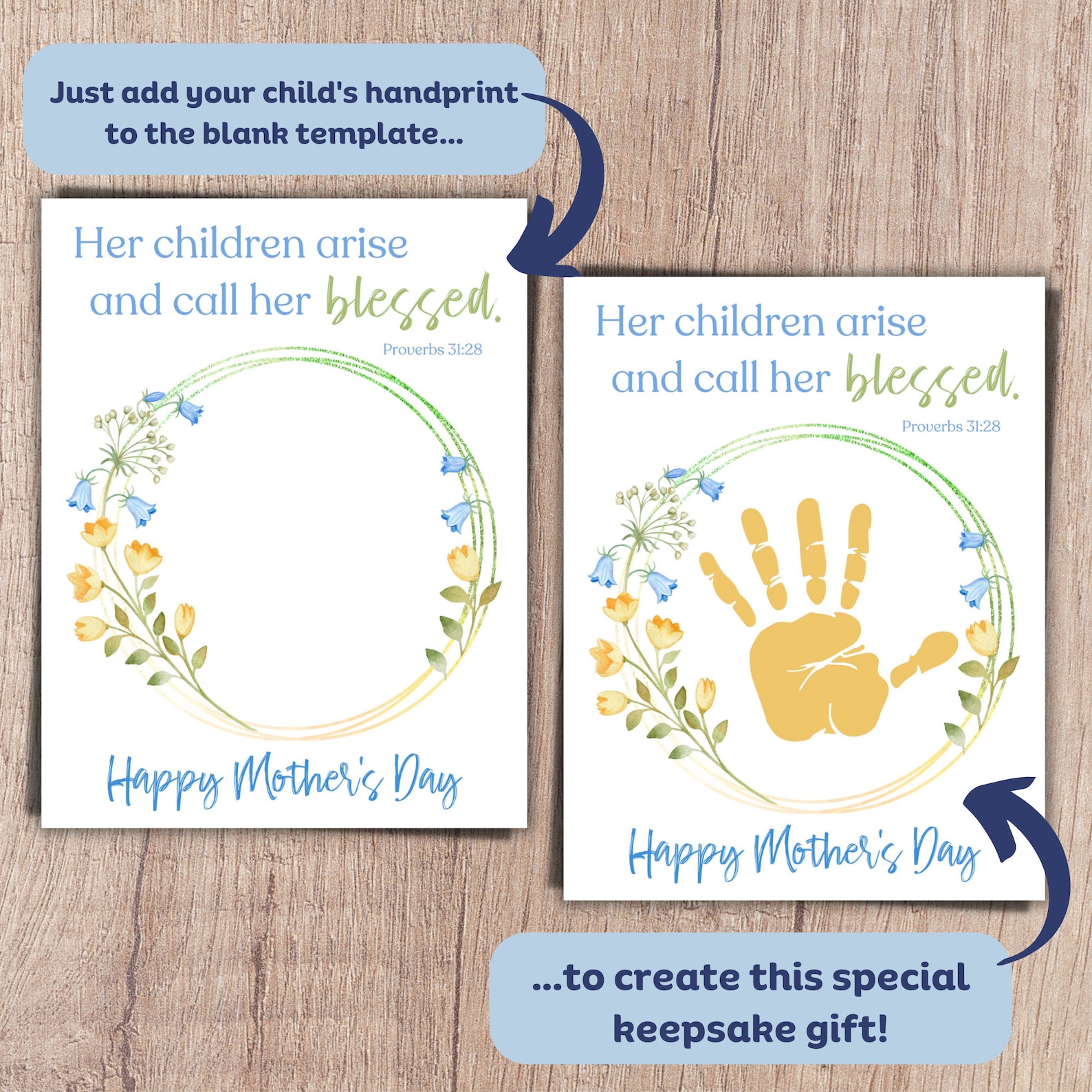 Mothers Day Handprint Printable, Proverbs 31, Bible Verse Craft, Mom ...