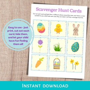 Easter Scavenger Hunt for Little Kids, Treasure Hunt, Indoor Scavenger ...