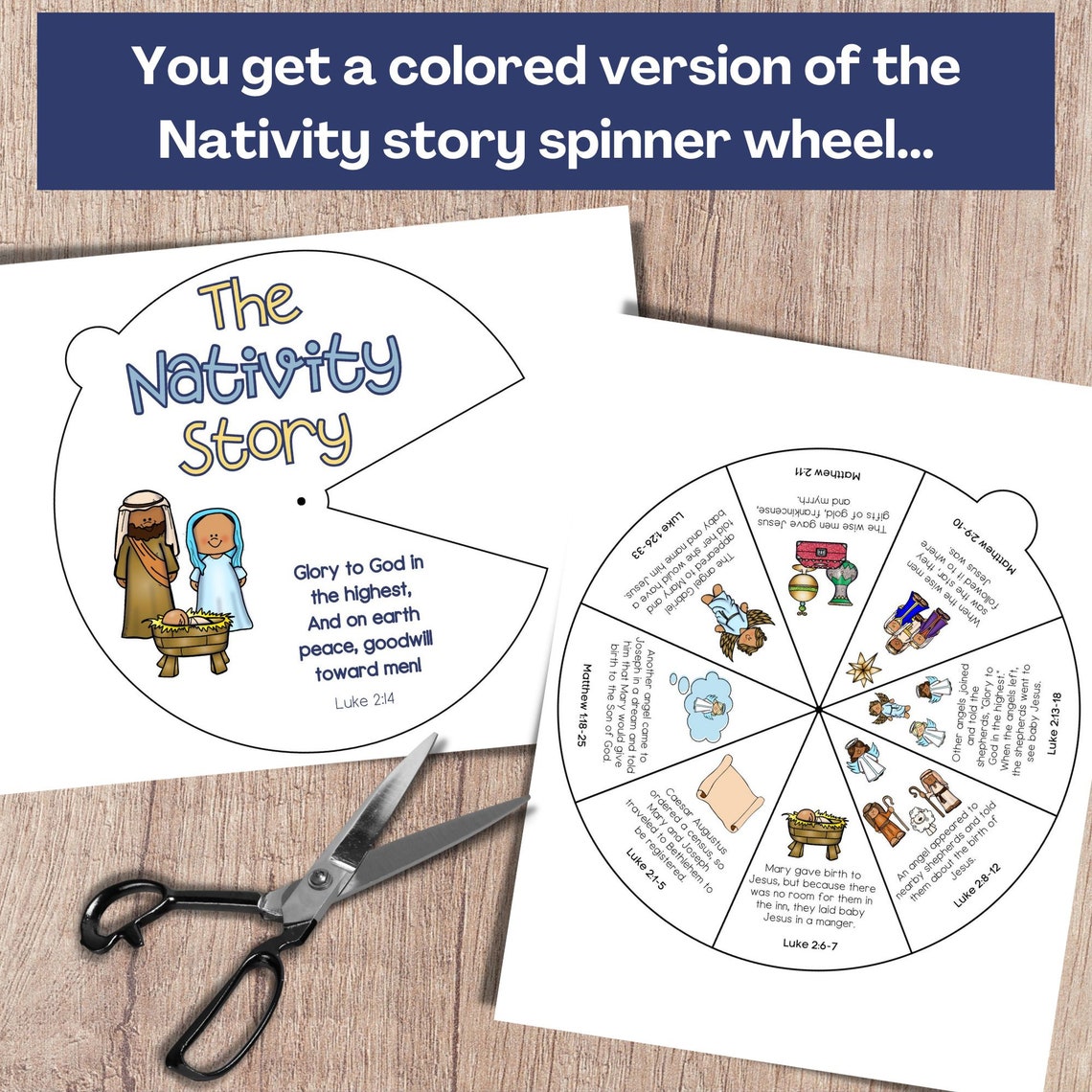 Nativity Story Wheel, Nativity Story Printable, Nativity Craft ...