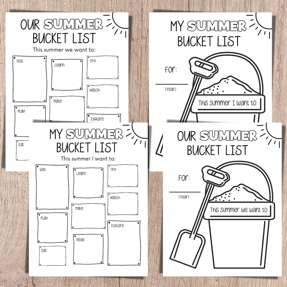 Summer Bucket List Printable, Kids Summer Activity, Summer Bucket List ...