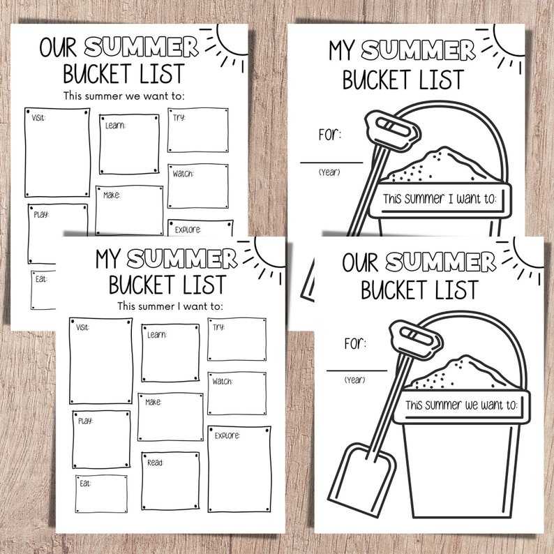 Summer Bucket List Printable, Kids Summer Activity, Summer Bucket List ...
