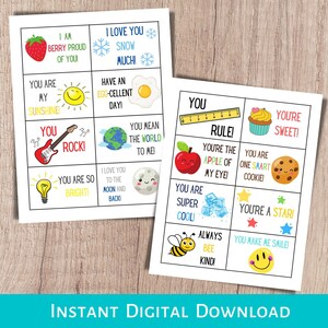 Lunchbox Notes, Printable Lunch Box Notes, Lunch Notes for Kids ...