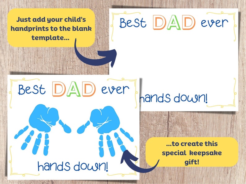 Best Dad Hands Down Handprint Printable Fathers Day - Etsy