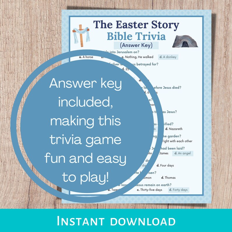 Easter Trivia, Easter Bible Trivia Game, Printable Trivia Game, Easter ...