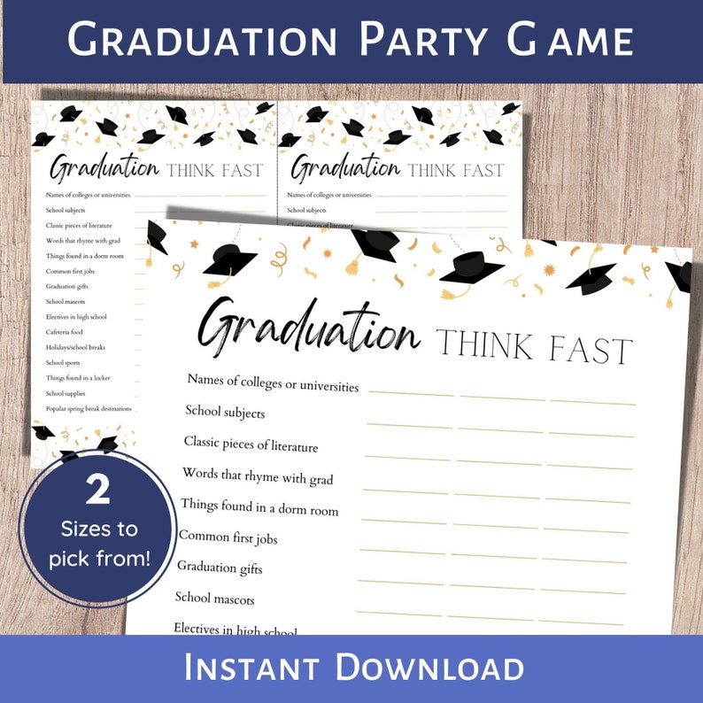 Think Fast Game, Graduation Games, Grad Party Games, Graduation Games ...