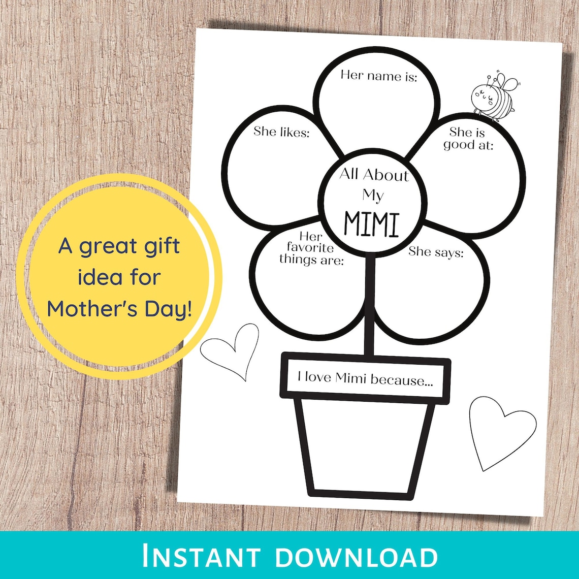 Printable Mother's Day Gift for Grandma, All About My Grandma, Mother's ...