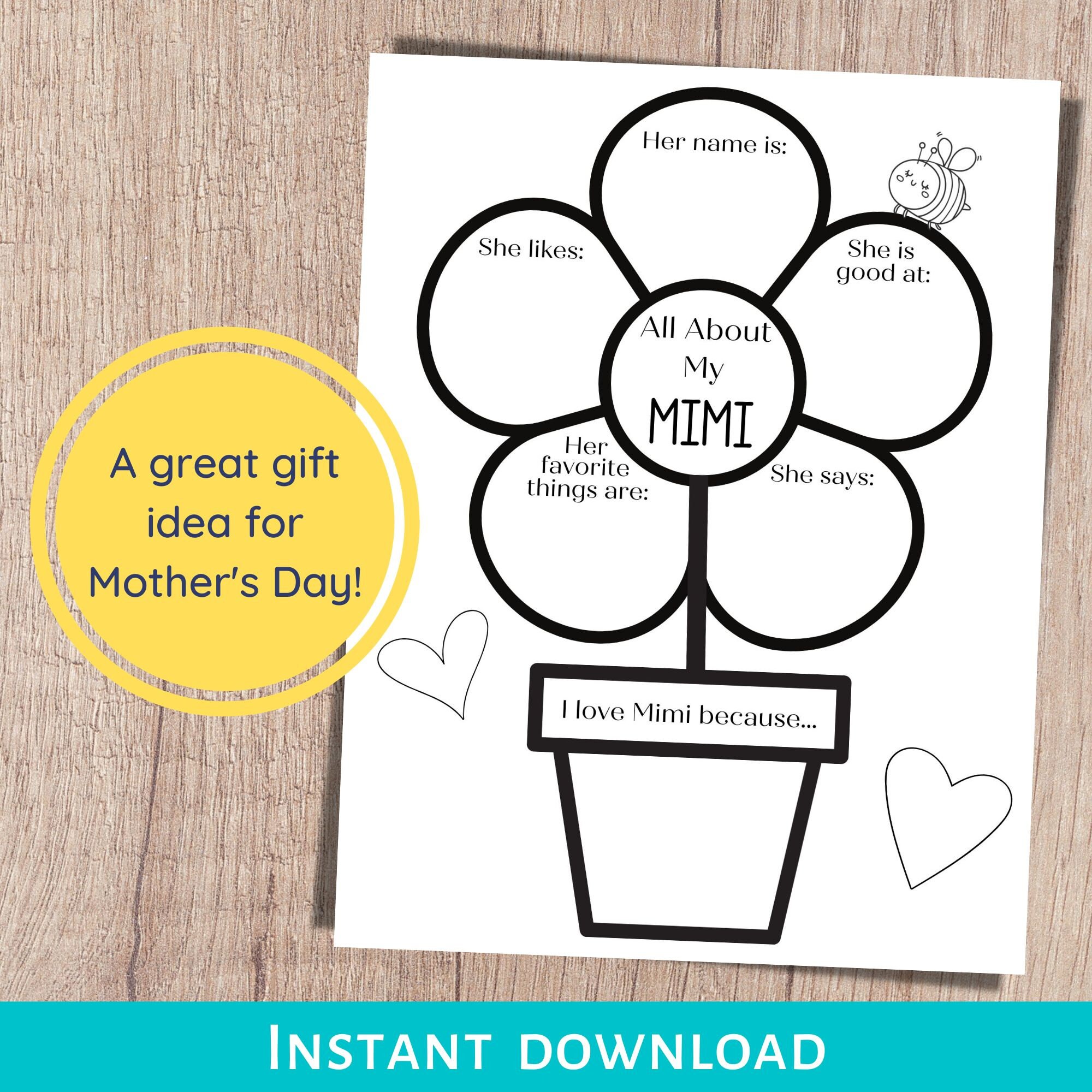 Printable Mother's Day Gift for Grandma, All About My Grandma, Mother's ...