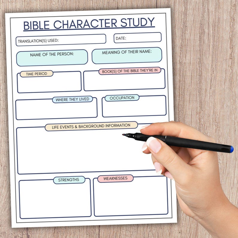 Bible Character Study Template, Character Bible Study, Bible Character ...