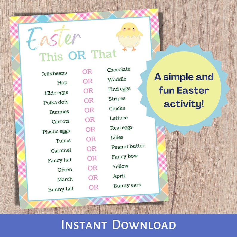 Easter This or That, Easter Games Printable, Easter Games for Kids ...