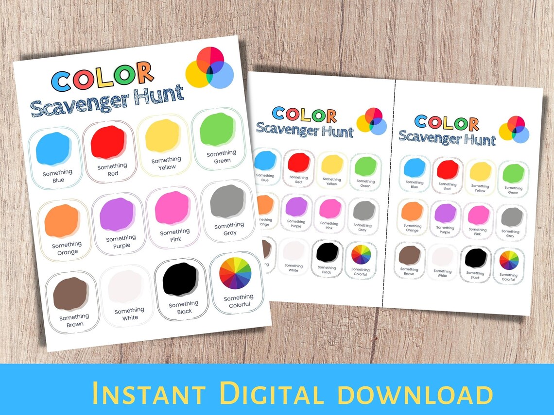 Color Scavenger Hunt for Kids Find the Colors Kids Printable - Etsy