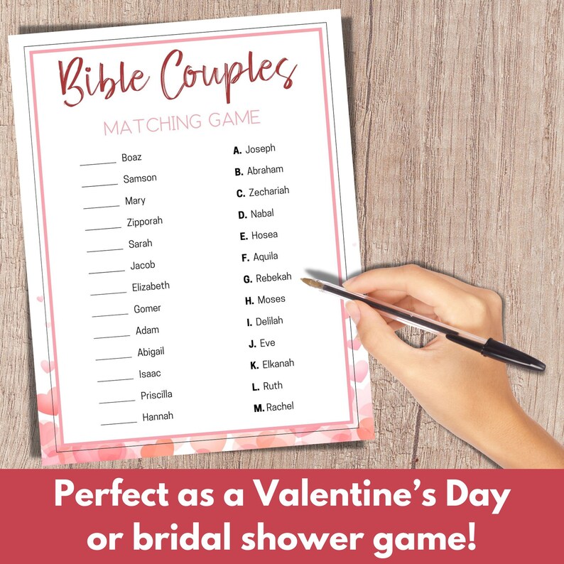 Bible Valentine Games, Bible Trivia Quiz, Bible Couples Matching Game ...