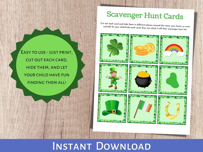 St. Patrick's Day Scavenger Hunt for Little Kids Treasure - Etsy
