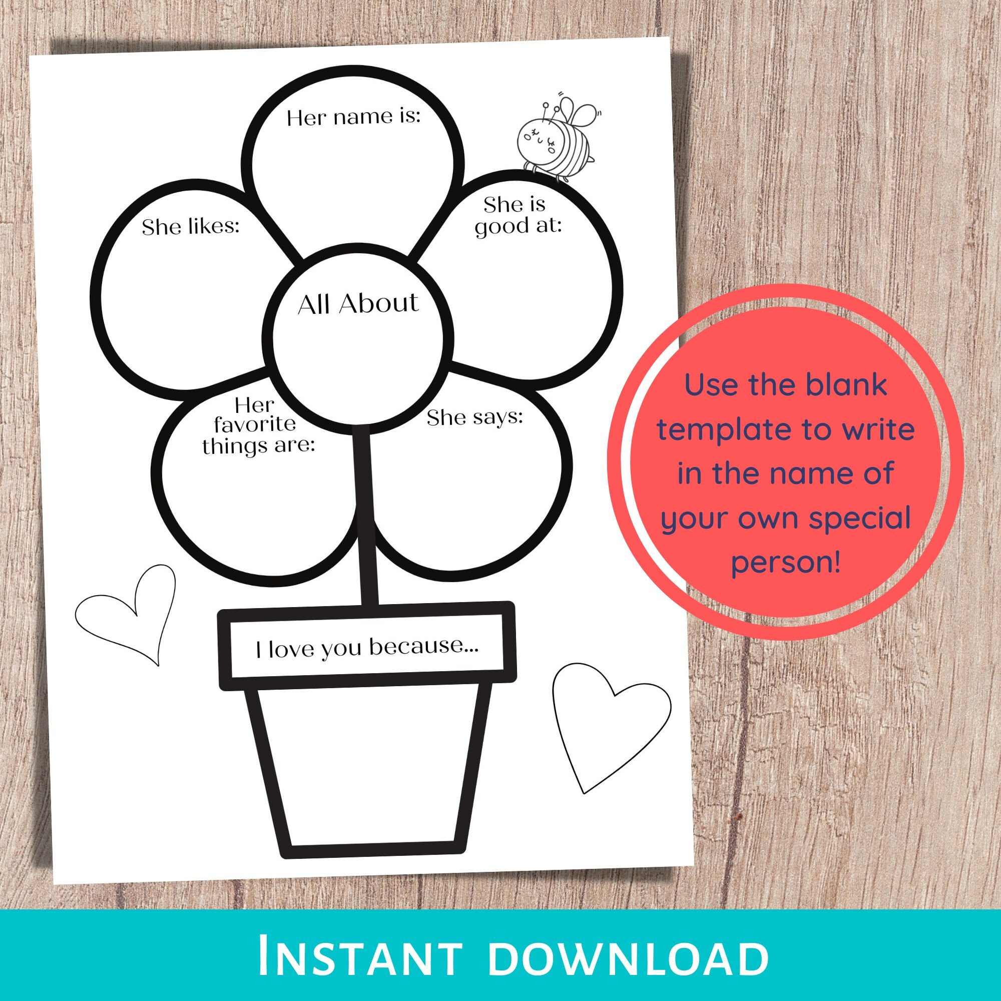 Printable Mother's Day Gift for Grandma, All About My Grandma, Mother's ...