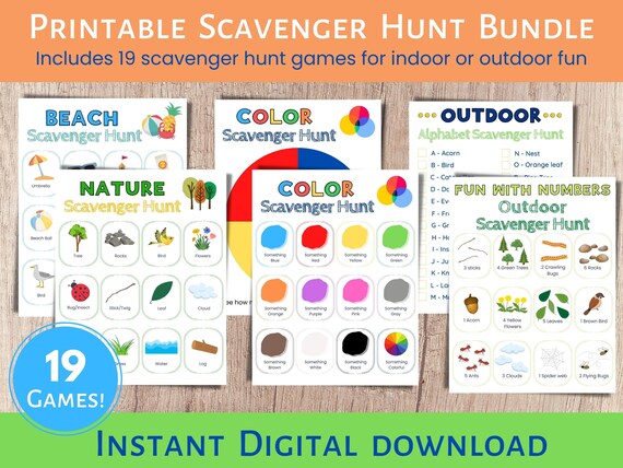 Printable Kids Scavenger Hunt Bundle Outdoor Games Nature - Etsy Hong Kong
