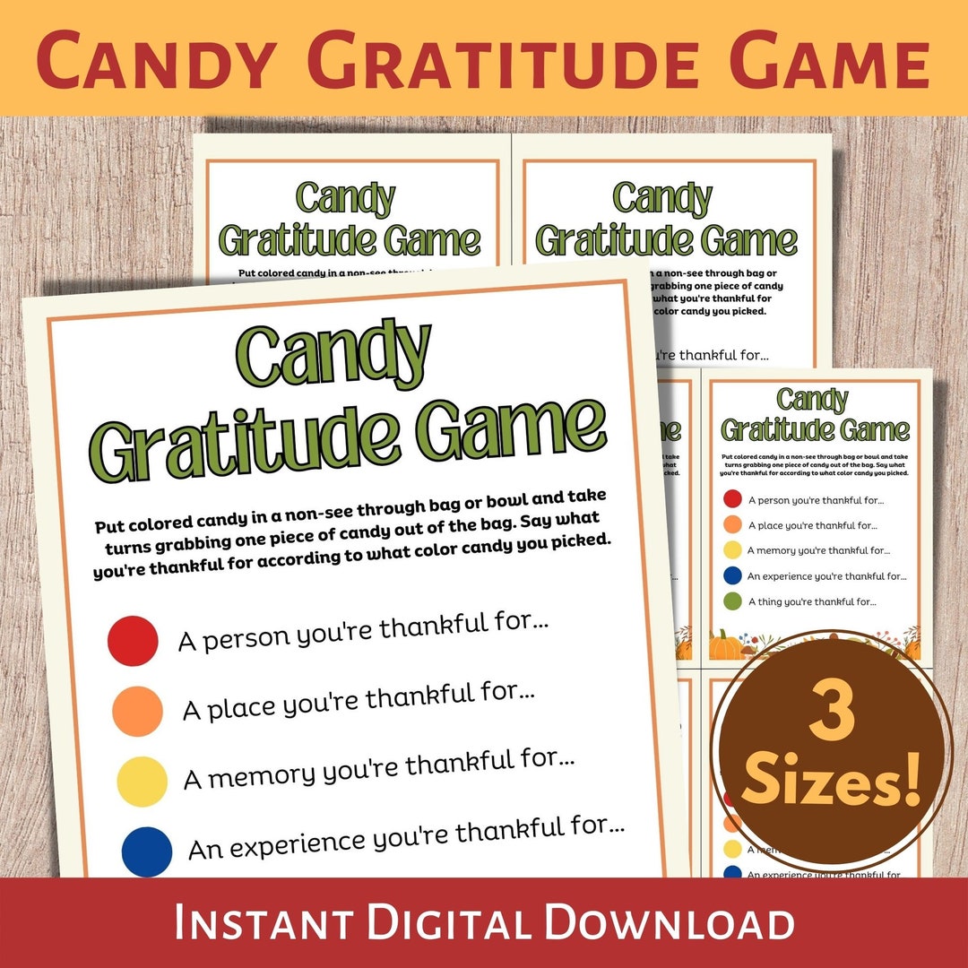 Thanksgiving Gratitude Game, Thankful Game, Candy Gratitude Game, Fall ...