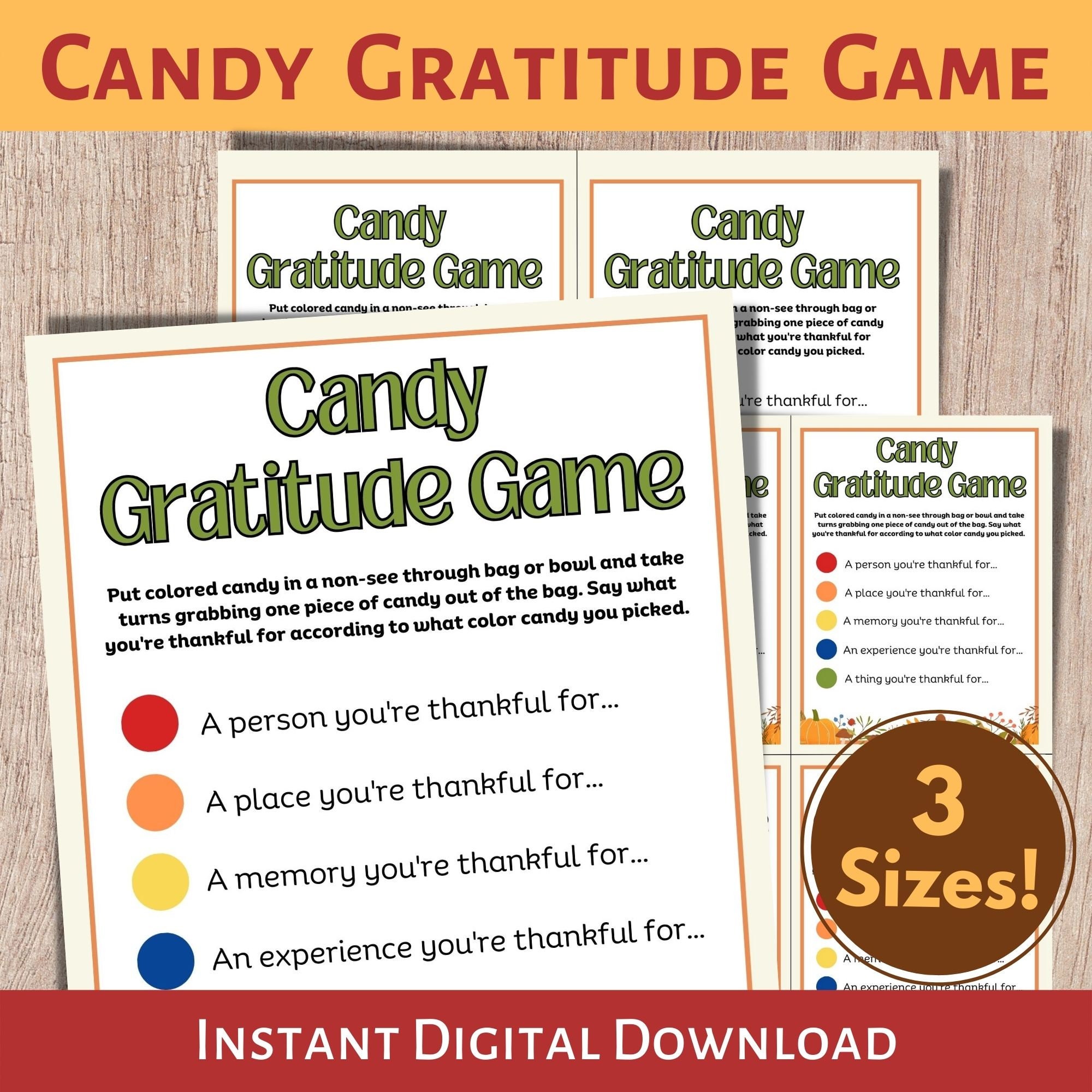 Thanksgiving Gratitude Game, Thankful Game, Candy Gratitude Game, Fall ...