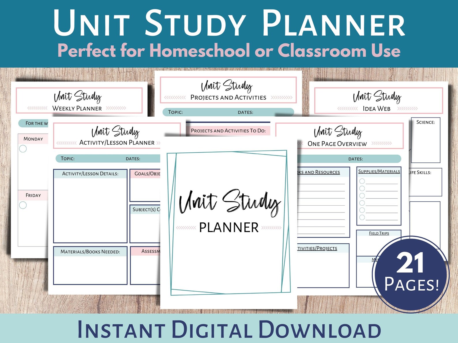 Printable Unit Study Planner Homeschool Lesson Planner - Etsy