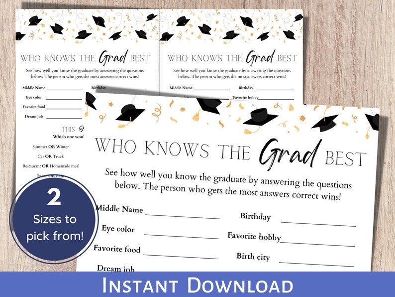 Graduation Games Who Knows Grad Best Graduation Games - Etsy