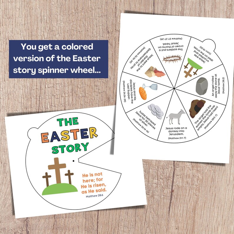 Easter Story Wheel Craft, Easter Spinner Wheel, Easter Activity, Holy ...