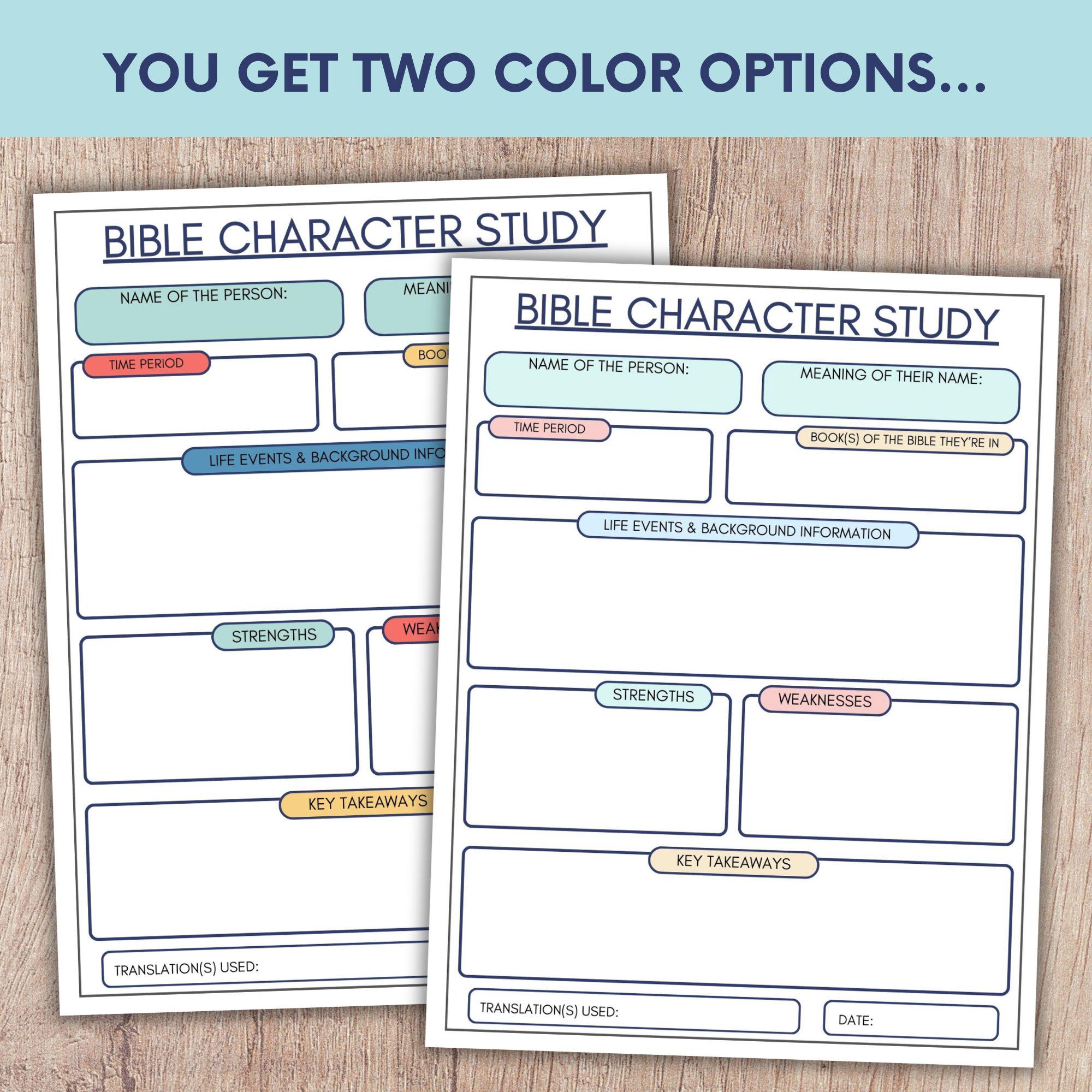 Bible Character Study Template, Character Bible Study, Bible Character ...