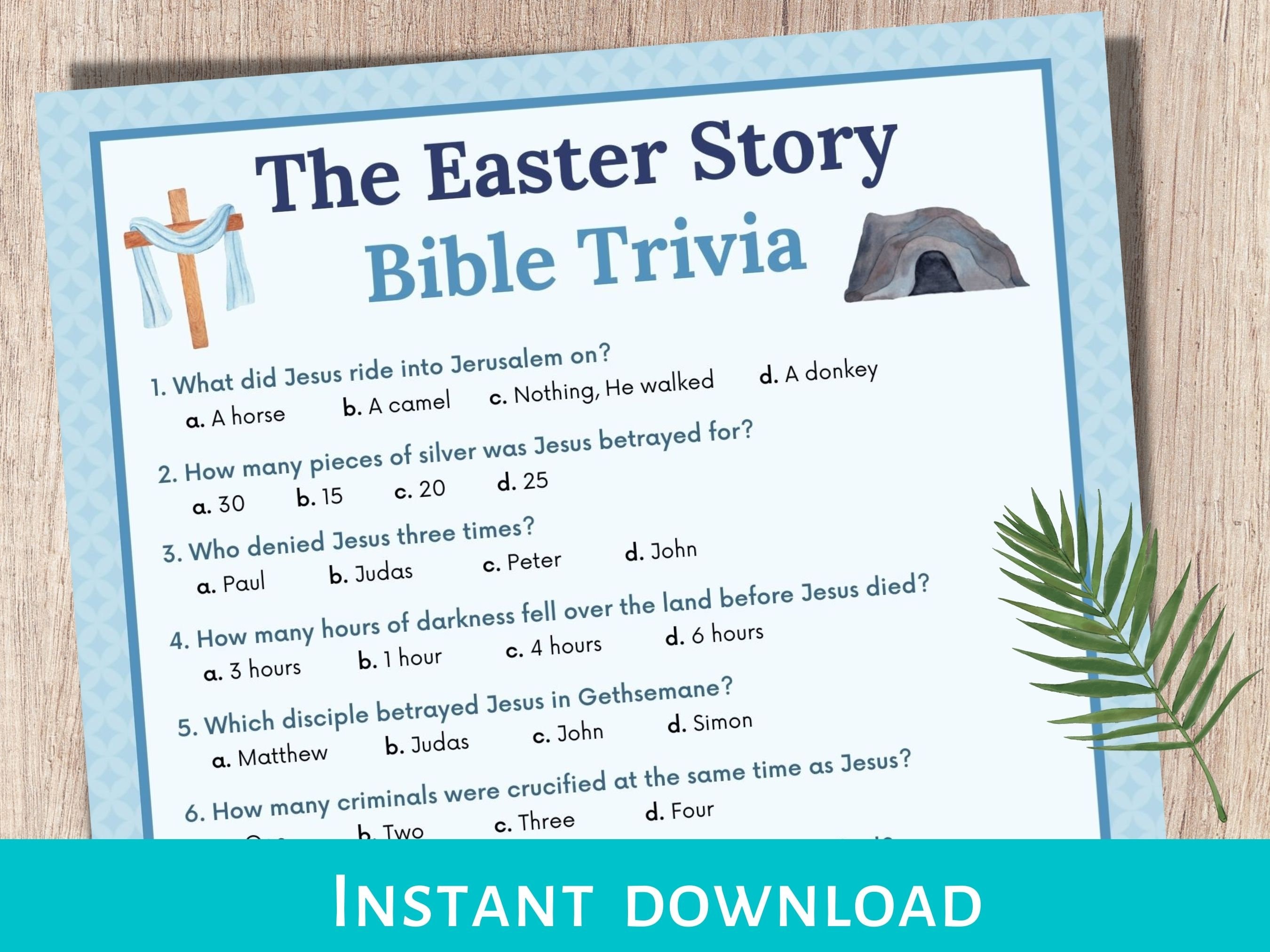 Easter Trivia Easter Bible Trivia Game Printable Trivia - Etsy