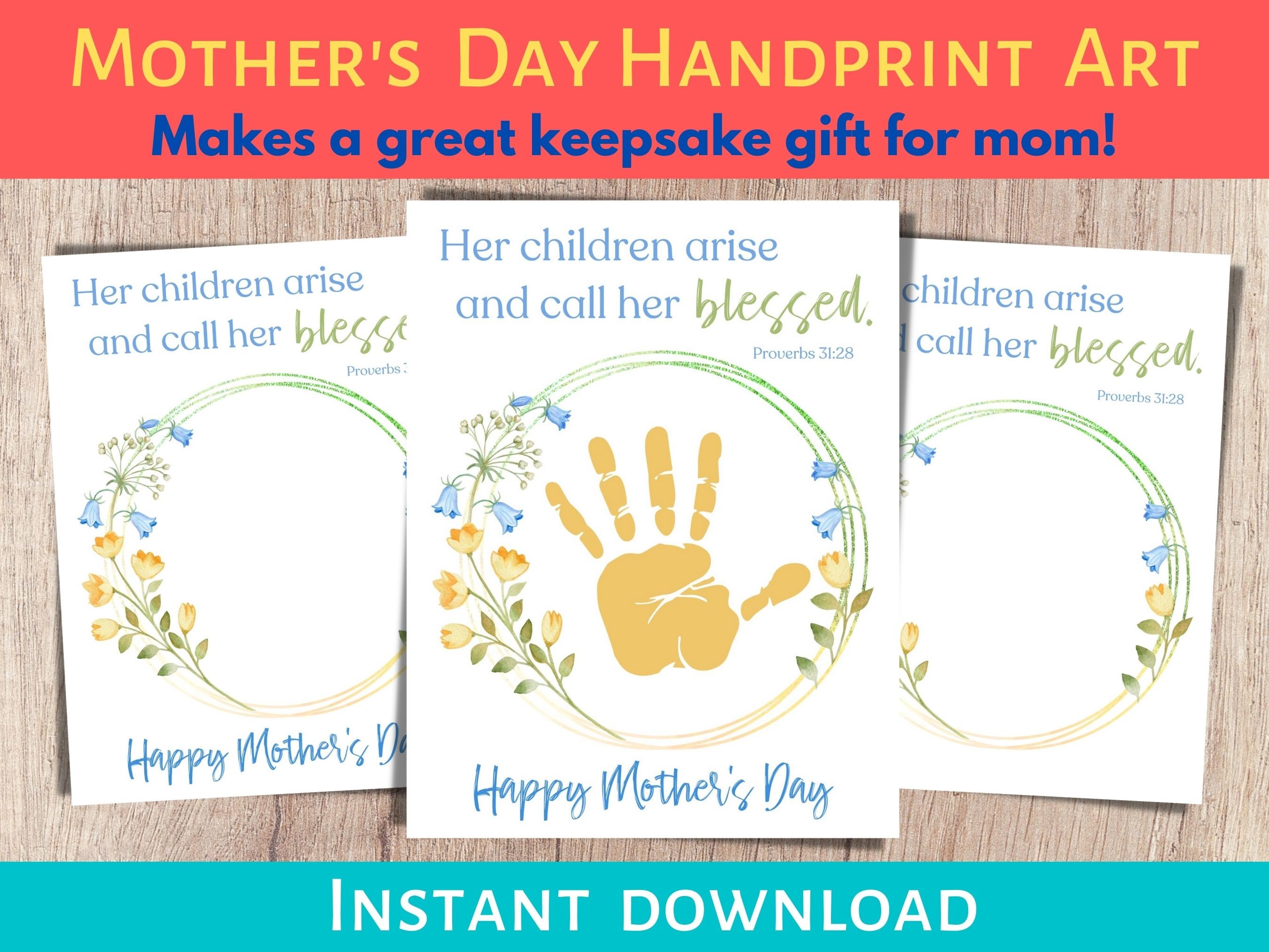 Mothers Day Handprint Printable, Proverbs 31, Bible Verse Craft, Mom ...