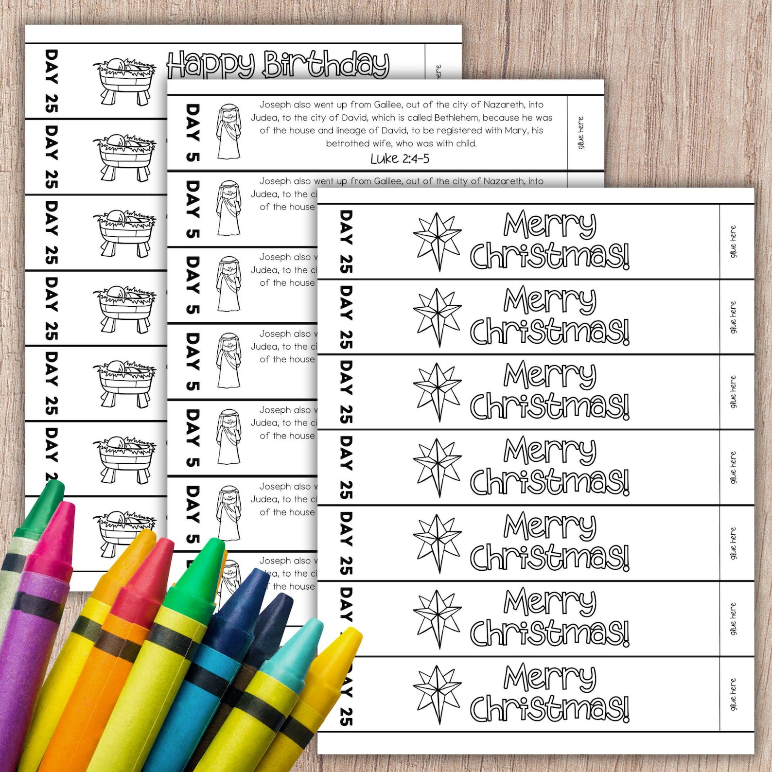 Paper Chain Advent Calendar, Nativity Printable, Classroom Advent ...