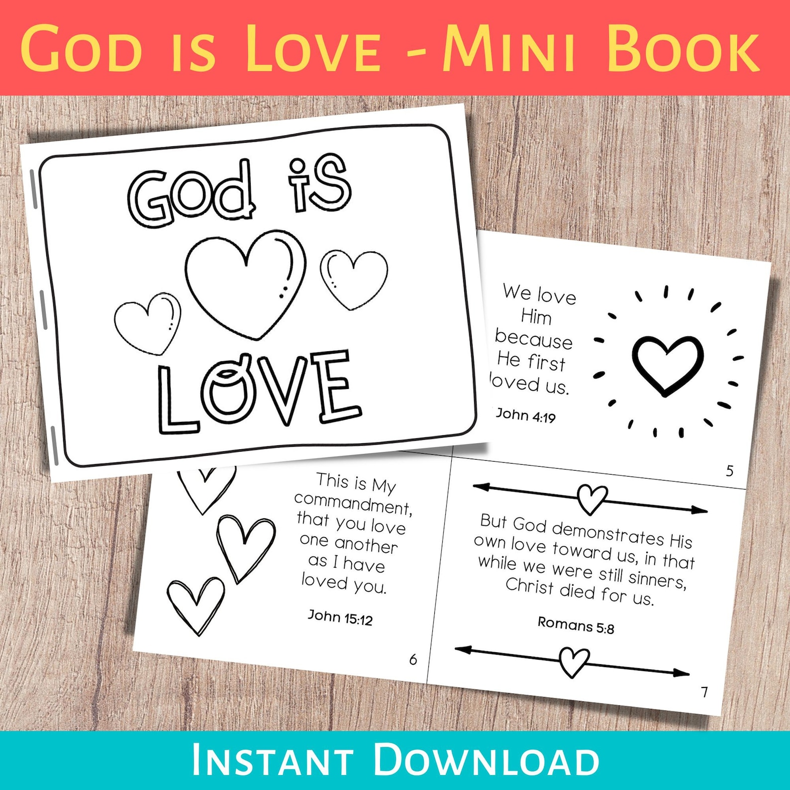 Bible Coloring Pages, Valentines Mini Book, God is Love Craft, Sunday ...