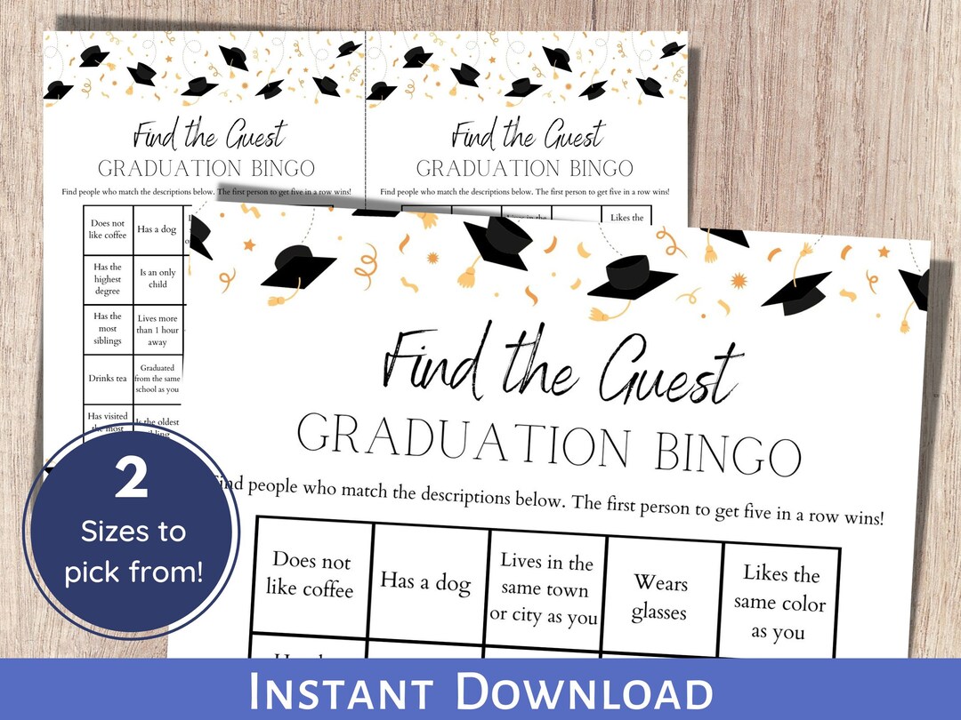 Graduation Bingo Find the Guest Bingo Graduation Games - Etsy