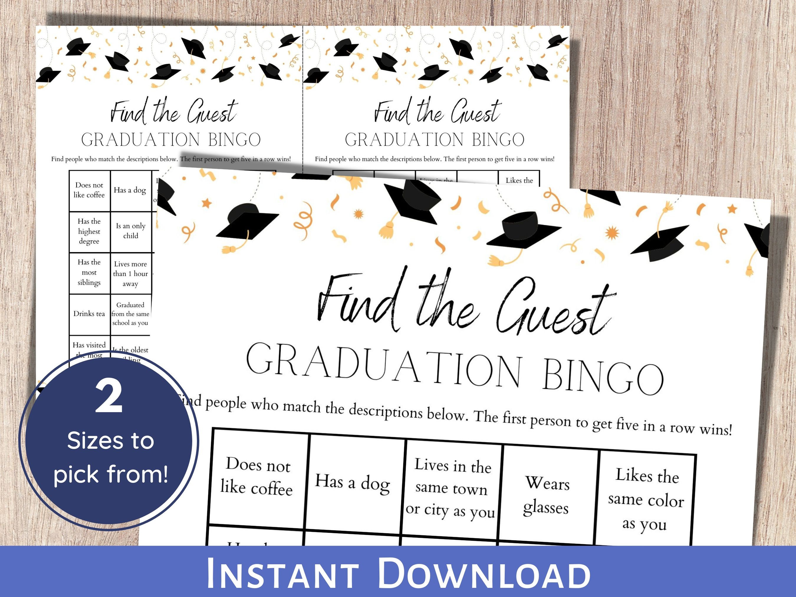 Graduation Bingo Find the Guest Bingo Graduation Games - Etsy