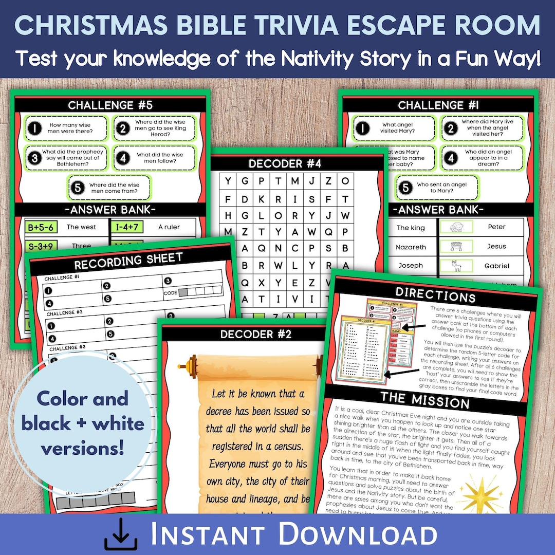 Nativity Escape Room, Christmas Trivia, Nativity Activity, Christmas ...