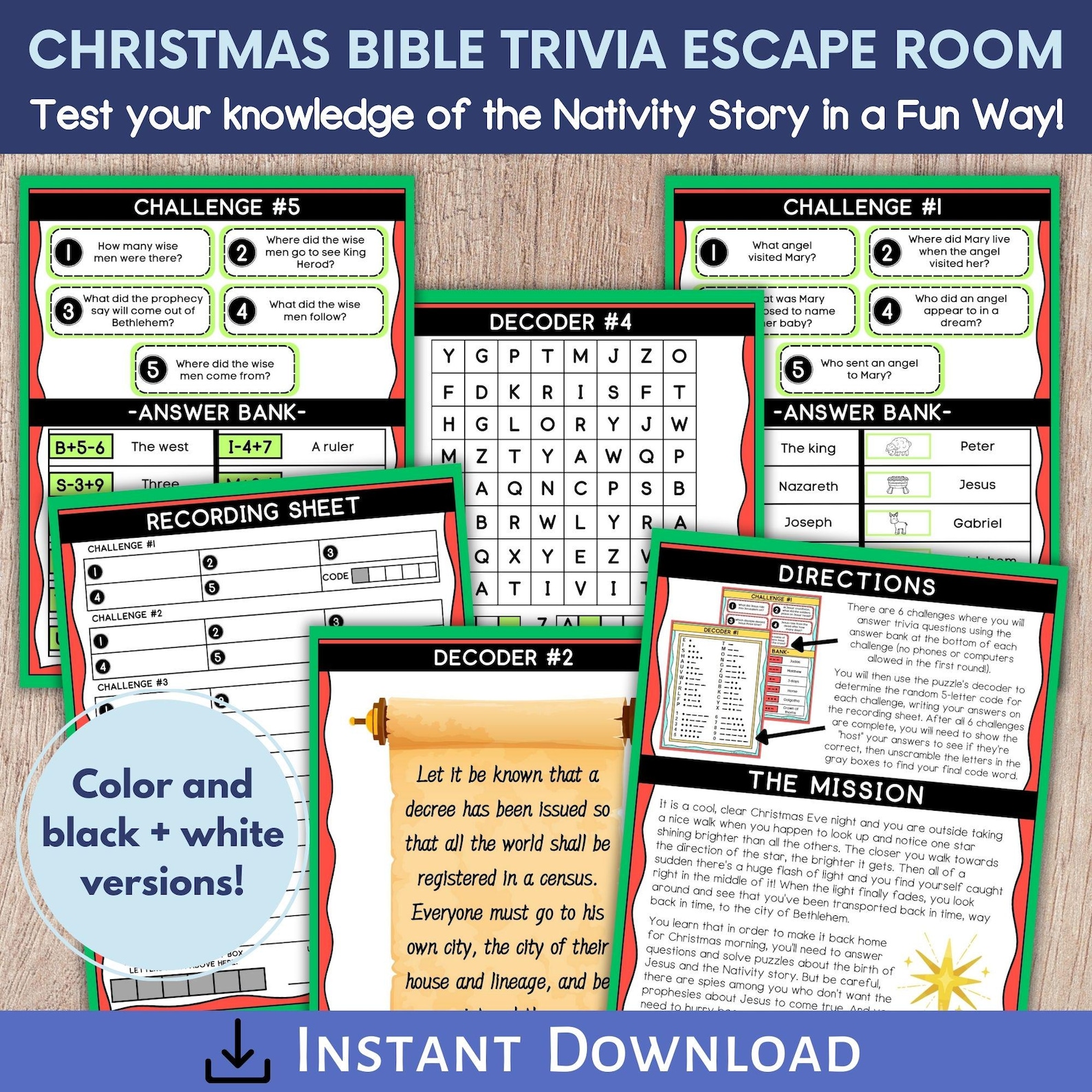 Nativity Escape Room, Christmas Trivia, Nativity Activity, Christmas ...