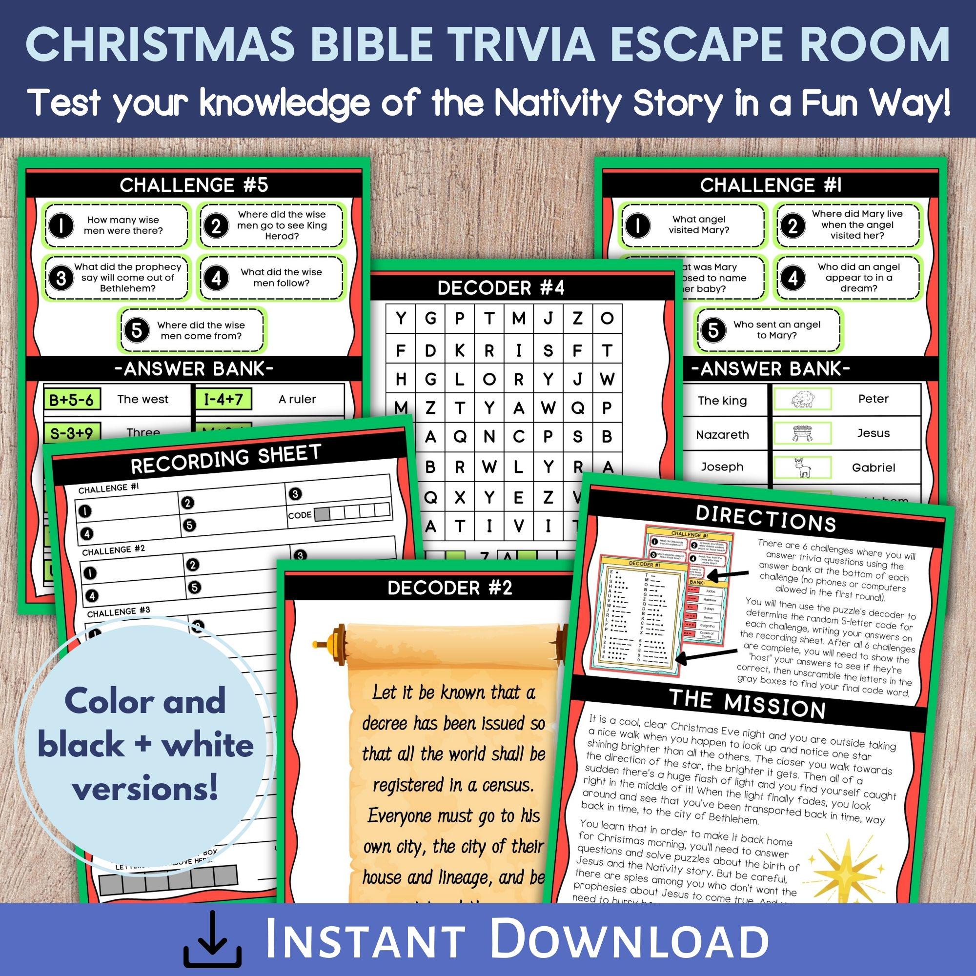 Nativity Escape Room, Christmas Trivia, Nativity Activity, Christmas ...