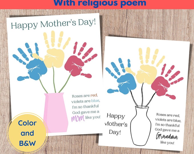 Handprint Flower Mothers Day Craft, DIY Preschool Toddler Craft ...