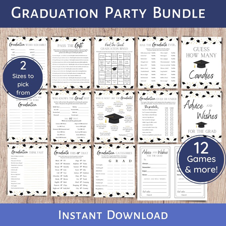Graduation Games, Graduation Bundle, Printable Grad Game, Pass the Gift ...