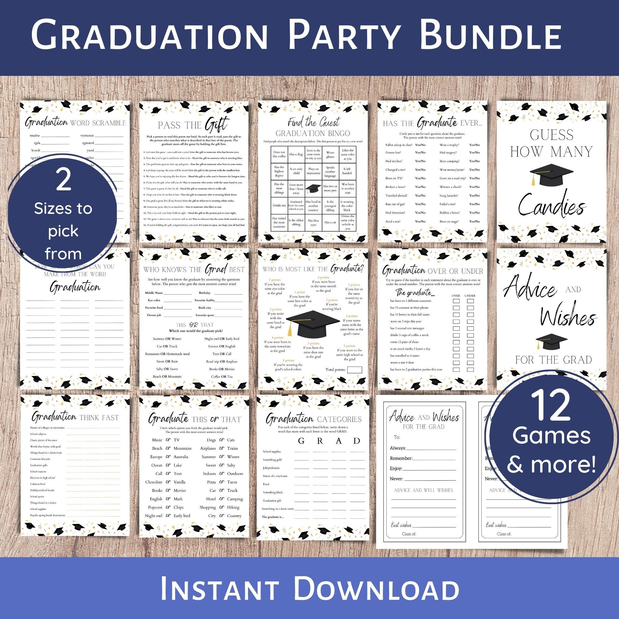 Graduation Games, Graduation Bundle, Printable Grad Game, Pass the Gift ...