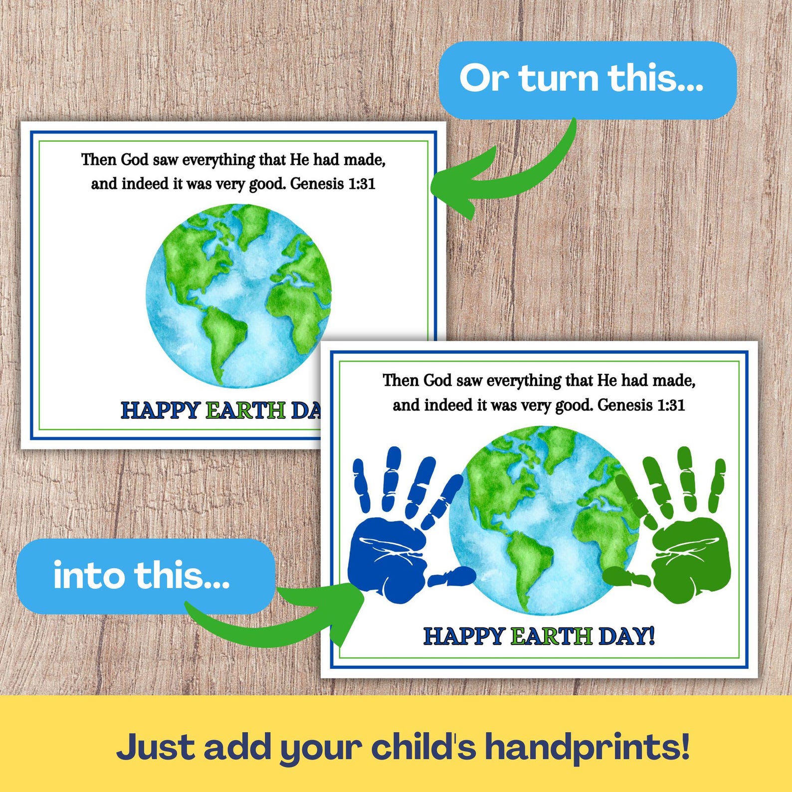 Earth Day Handprint Craft, Handprint Art, Earth Day Fingerprint Craft ...
