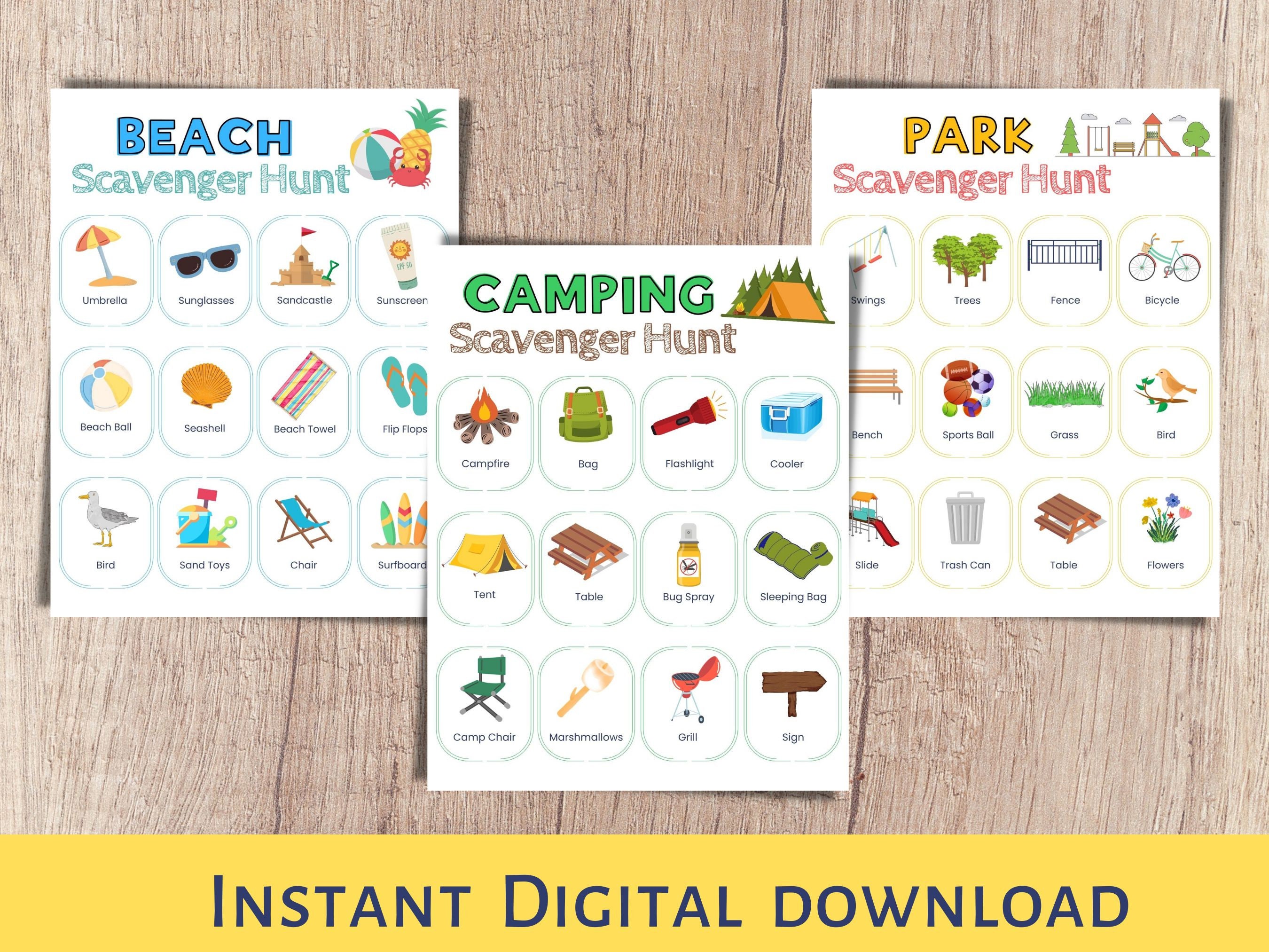 Printable Kids Scavenger Hunt Bundle, Outdoor Games, Nature Printables ...