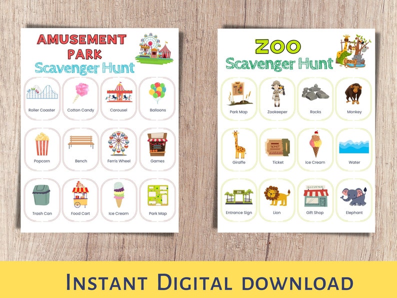Printable Kids Scavenger Hunt Bundle, Outdoor Games, Nature Printables ...