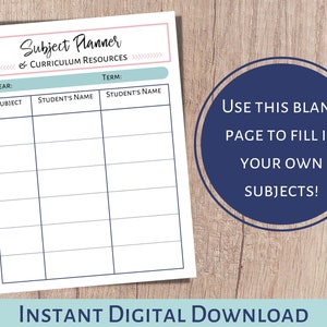 Unit Study Planner and Curriculum Planner Bundle, Homeschool Printable ...