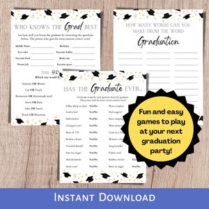 Graduation Games, Graduation Bundle, Printable Grad Game, Pass the Gift ...