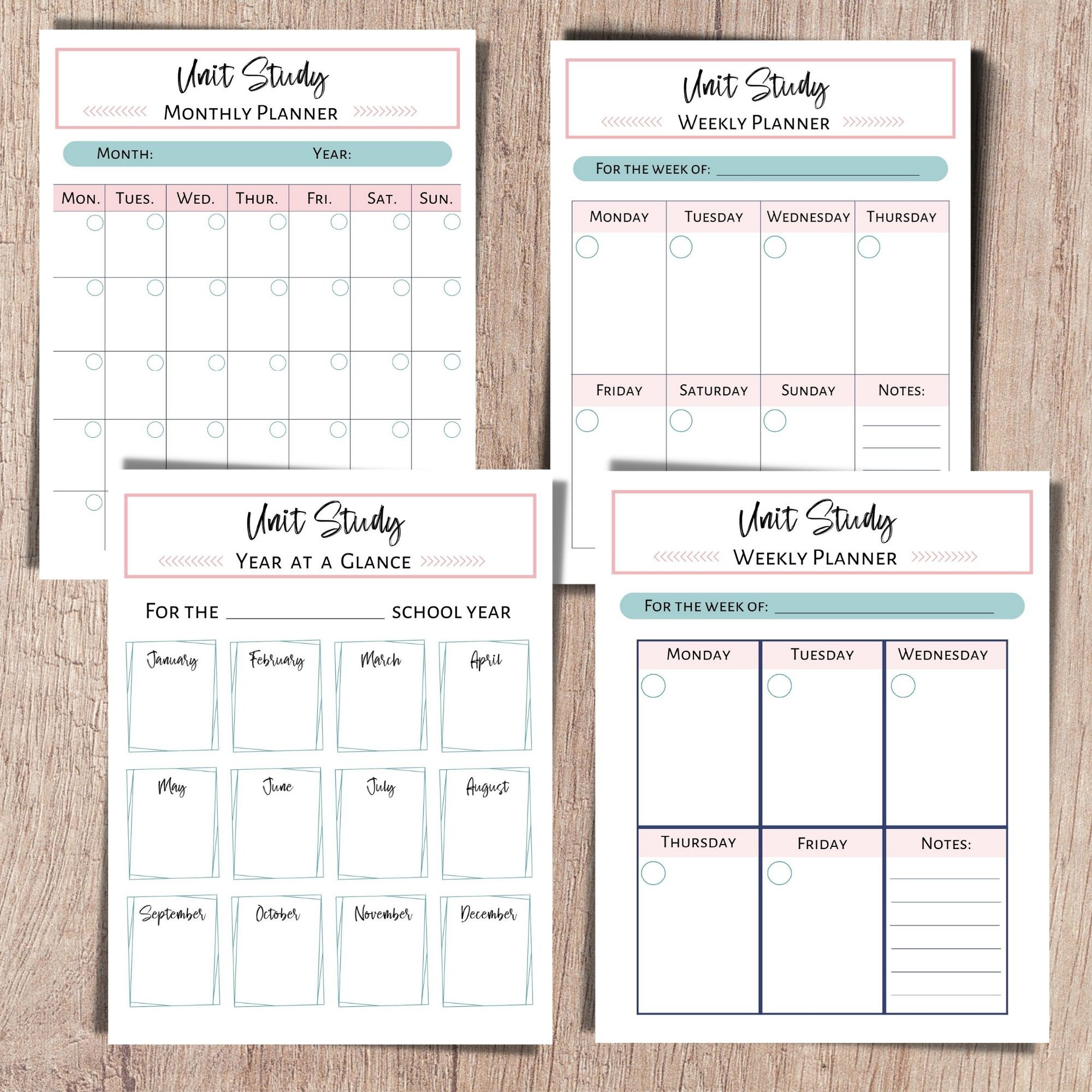 Unit Study Planner and Curriculum Planner Bundle, Homeschool Printable ...