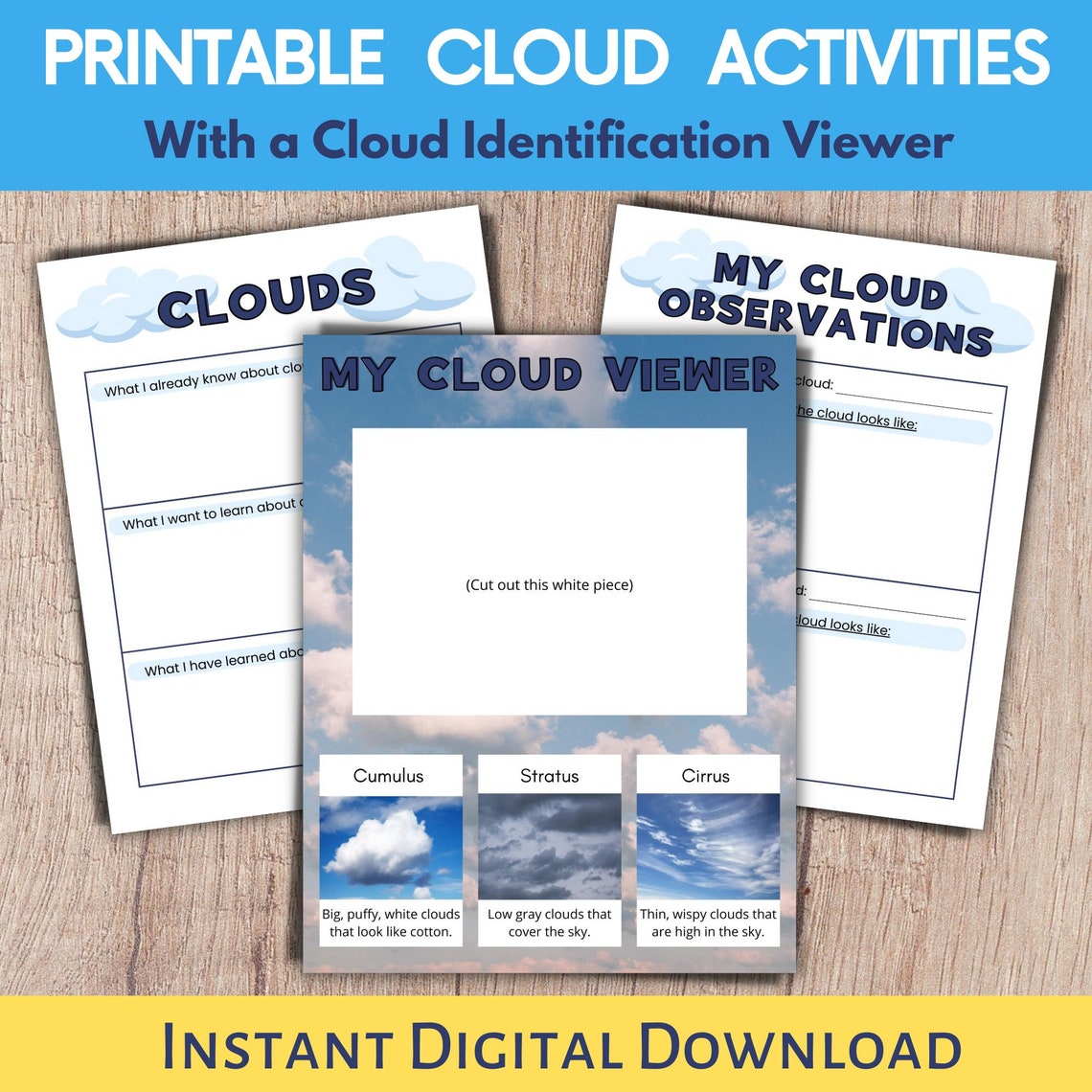 Cloud Identification Viewer Printable, Cloud Viewer, Weather Unit ...