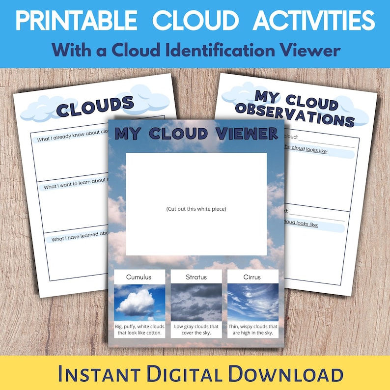 Cloud Identification Viewer Printable, Cloud Viewer, Weather Unit ...