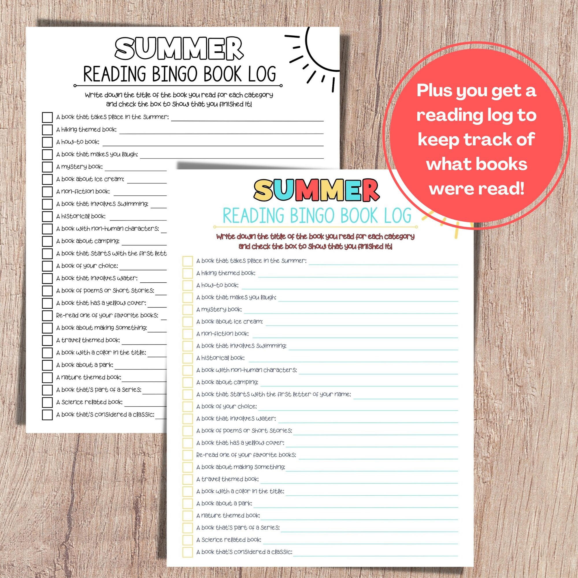 Summer Reading Log, Kids Reading Chart, Summer Reading Bingo, Summer ...