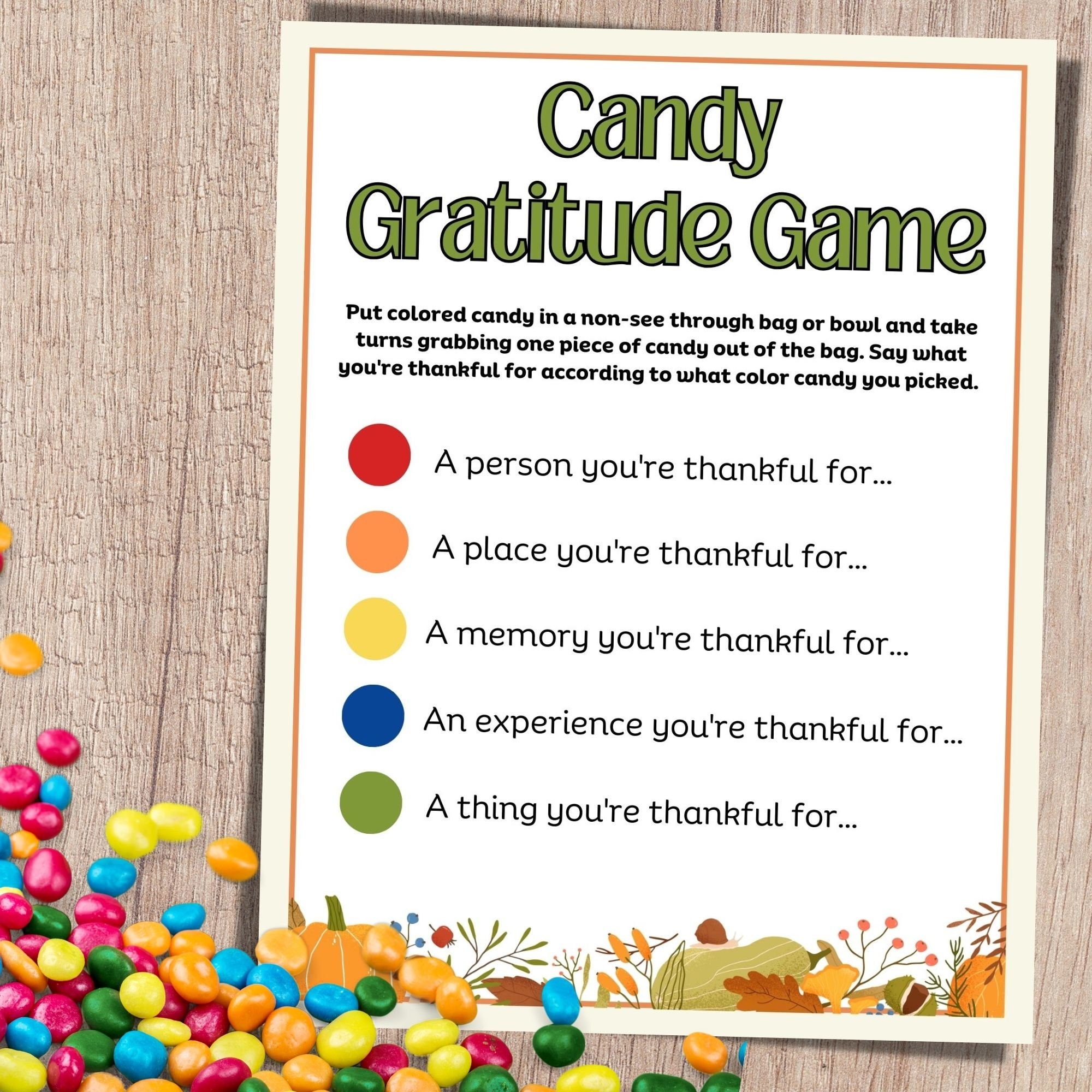 Thanksgiving Gratitude Game, Thankful Game, Candy Gratitude Game, Fall ...
